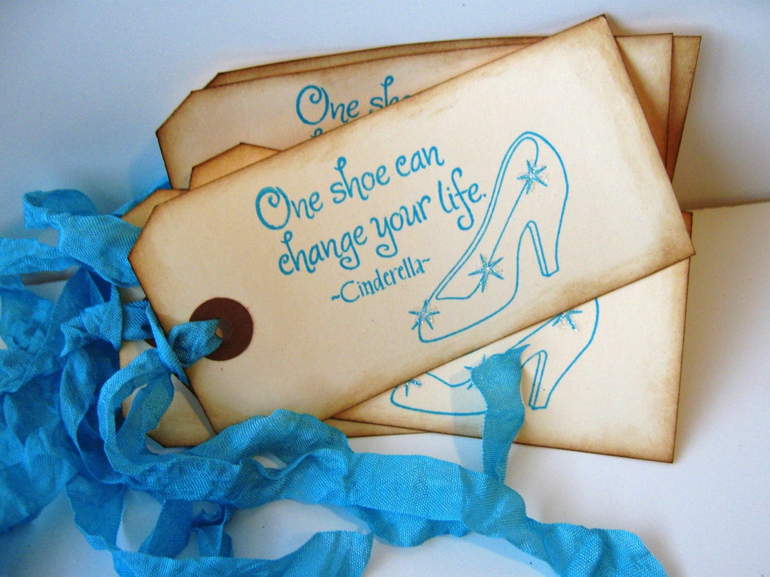 Cinderella Shoe Gift Tag Blue Aqua - Etsy
