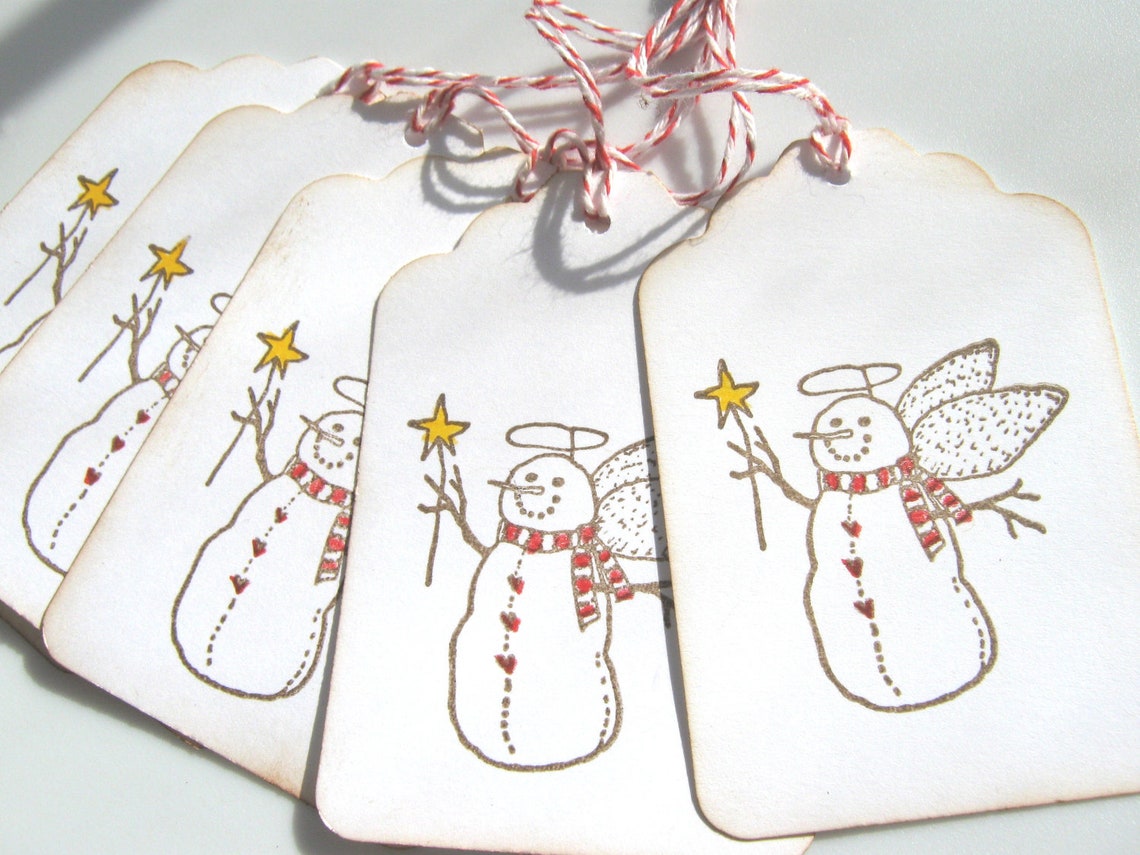 Snow Angel Gift Tags, Snowman Angel Gift Tags - Etsy