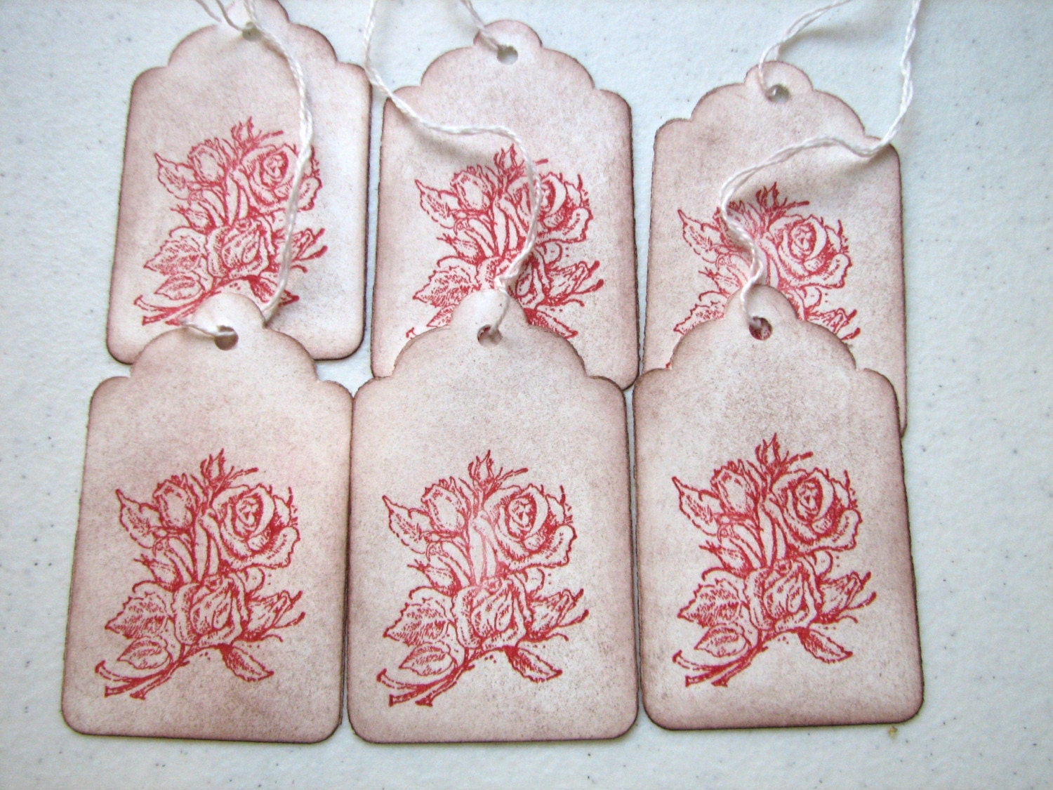 Red Rose Tags Set of 6 - Etsy