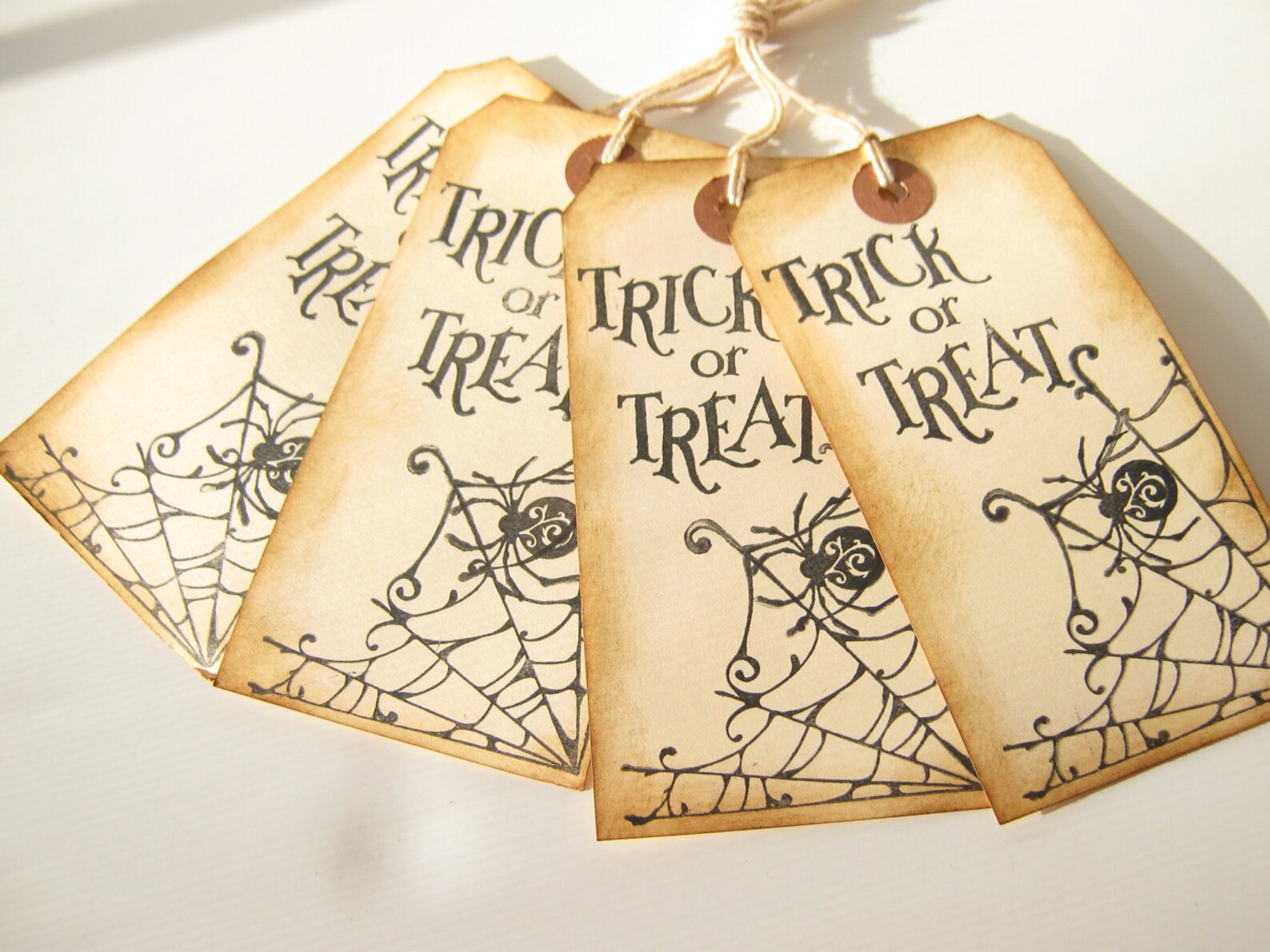Trick or Treat Spider Web Tags - Etsy