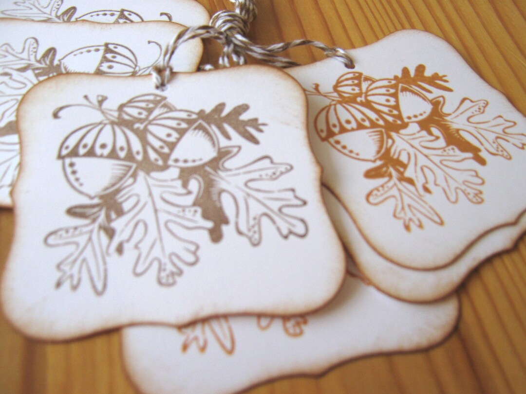 Fall Autumn Leaves and Acorns Gift Tags, Thanksgiving Gift Tags - Etsy