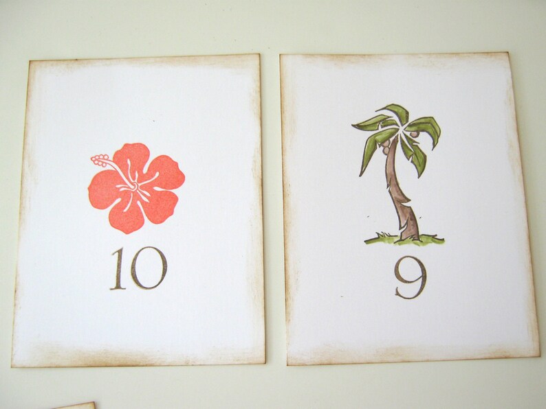 Tropical Hawaii Wedding Table Numbers, Set of 10 - Etsy
