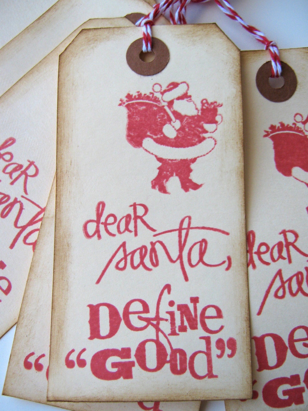 Santa Christmas Gift Tags Red - Etsy