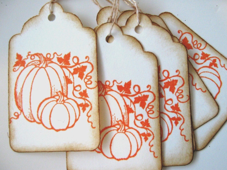 Pumpkin Holiday Thanksgiving Gift Tags Orange - Etsy
