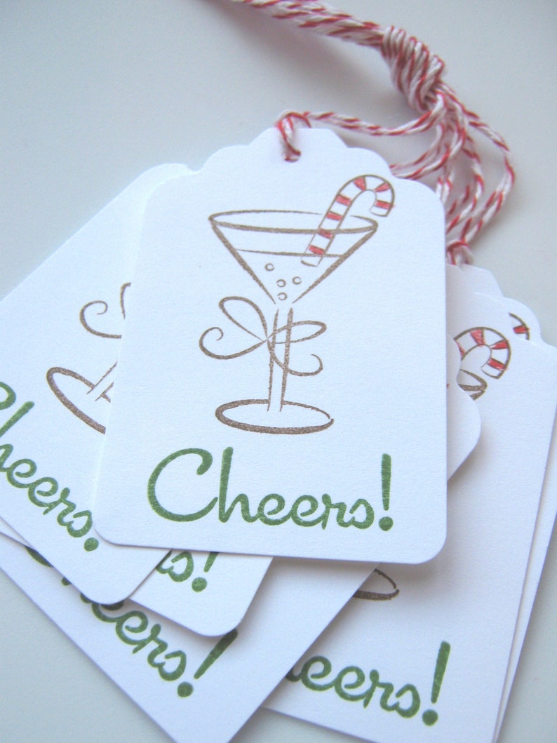 Holiday Cheer Cocktail Candy Cane Christmas Gift Tags - Etsy