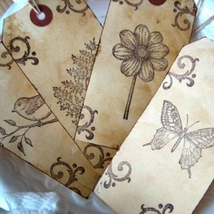 Rustic Woodland Wedding Gift Tags, Botanical Nature, Bird, Butterfly - Etsy