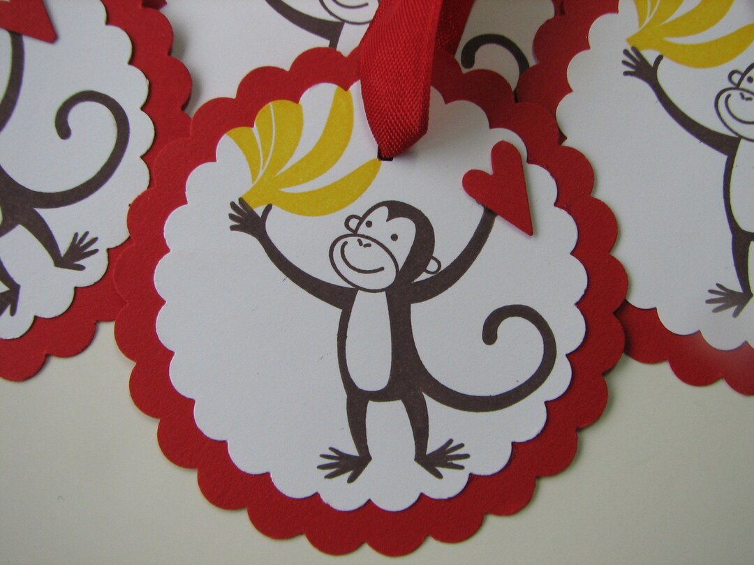 Love You Bunches Red Monkey Tags - Etsy