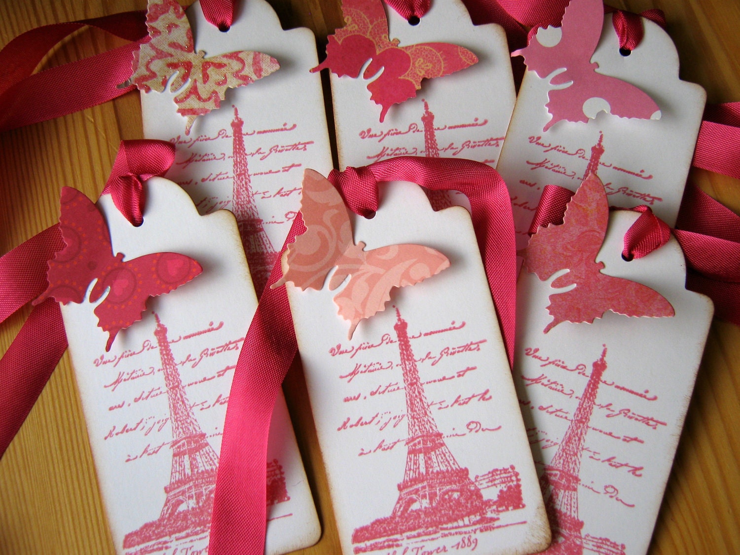 Eiffel Tower French Paris Gift Tags Pink Butterfly - Etsy