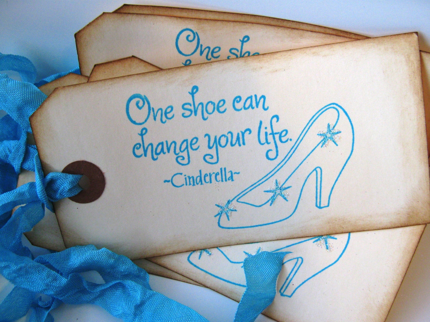 Cinderella Shoe Gift Tag Blue Aqua - Etsy