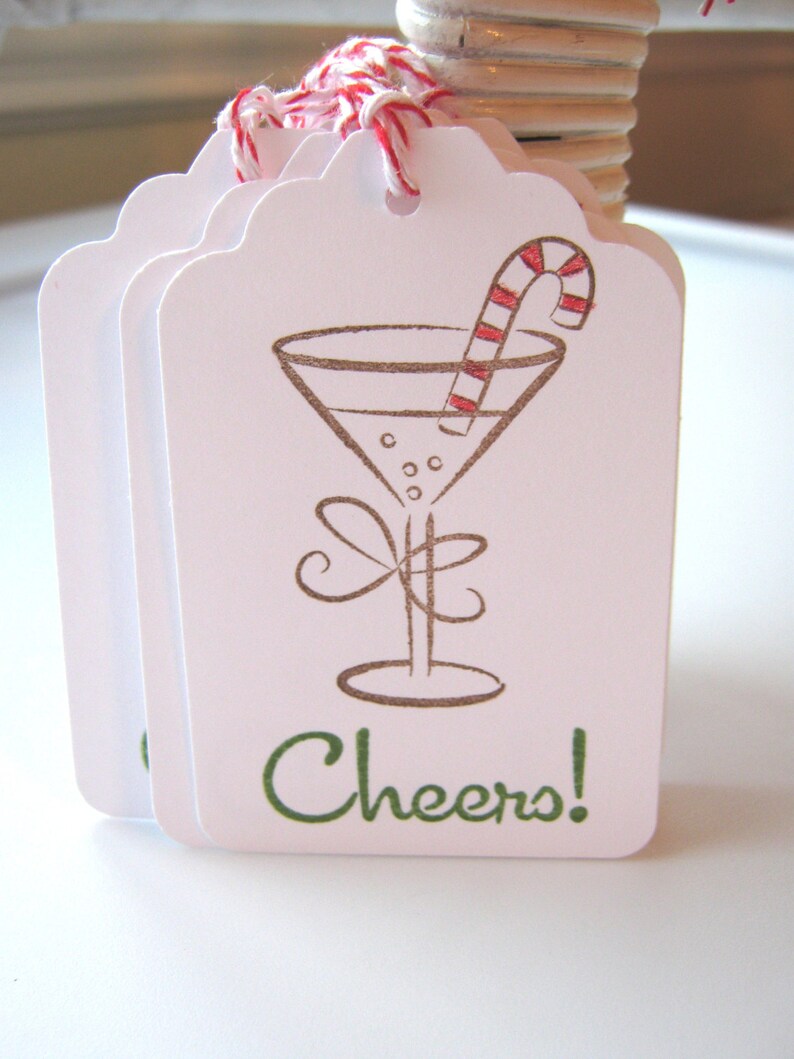 Holiday Cheer, Cocktail Candy Cane Christmas Gift Tags - Etsy