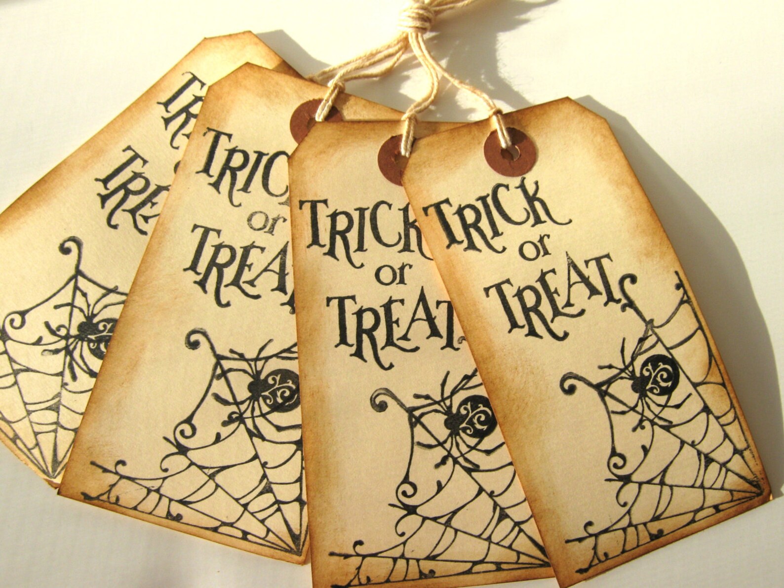 Trick or Treat Spider Web Tags - Etsy