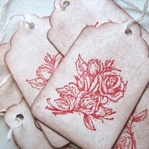 Red Rose Tags Set of 6 - Etsy