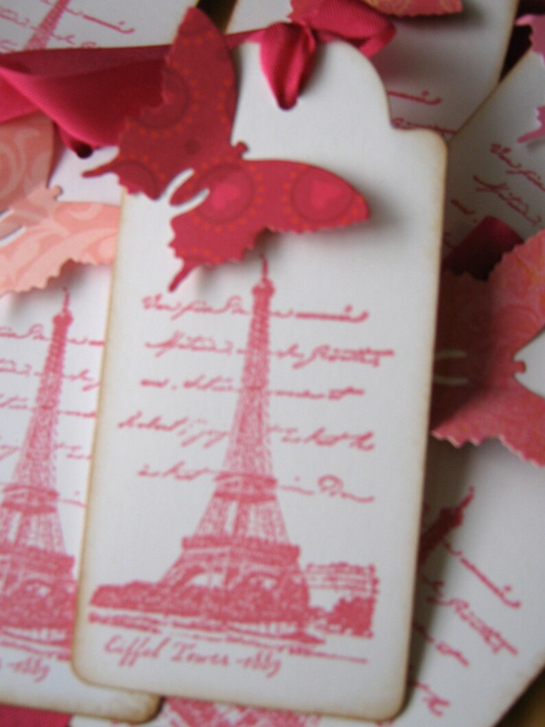 Eiffel Tower, French, Paris Gift Tags, Pink, Butterfly - Etsy