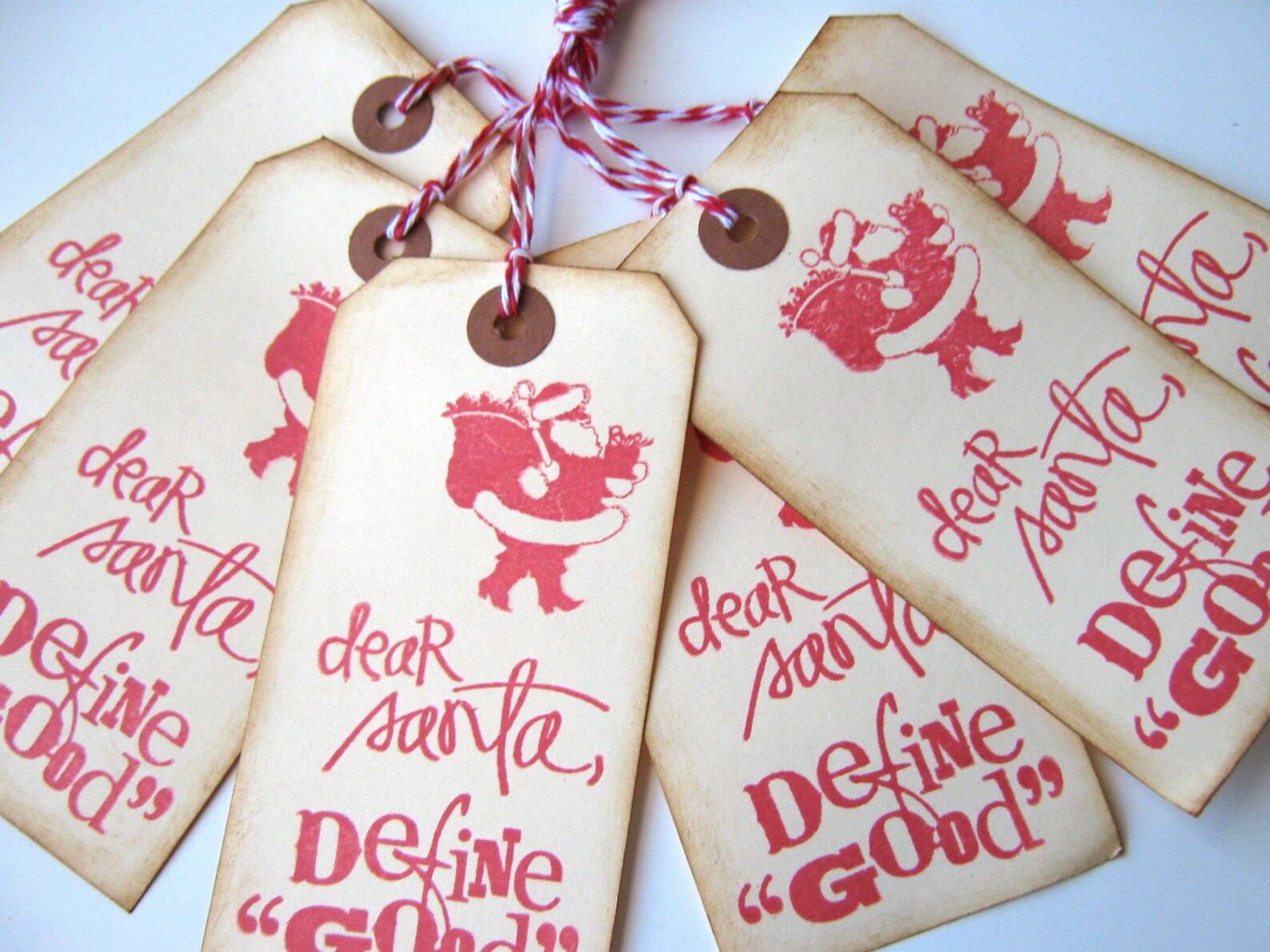 Santa Christmas Gift Tags Red - Etsy