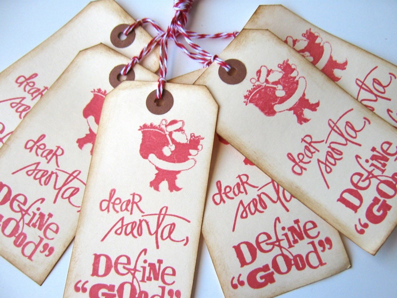 Santa Christmas Gift Tags Red - Etsy