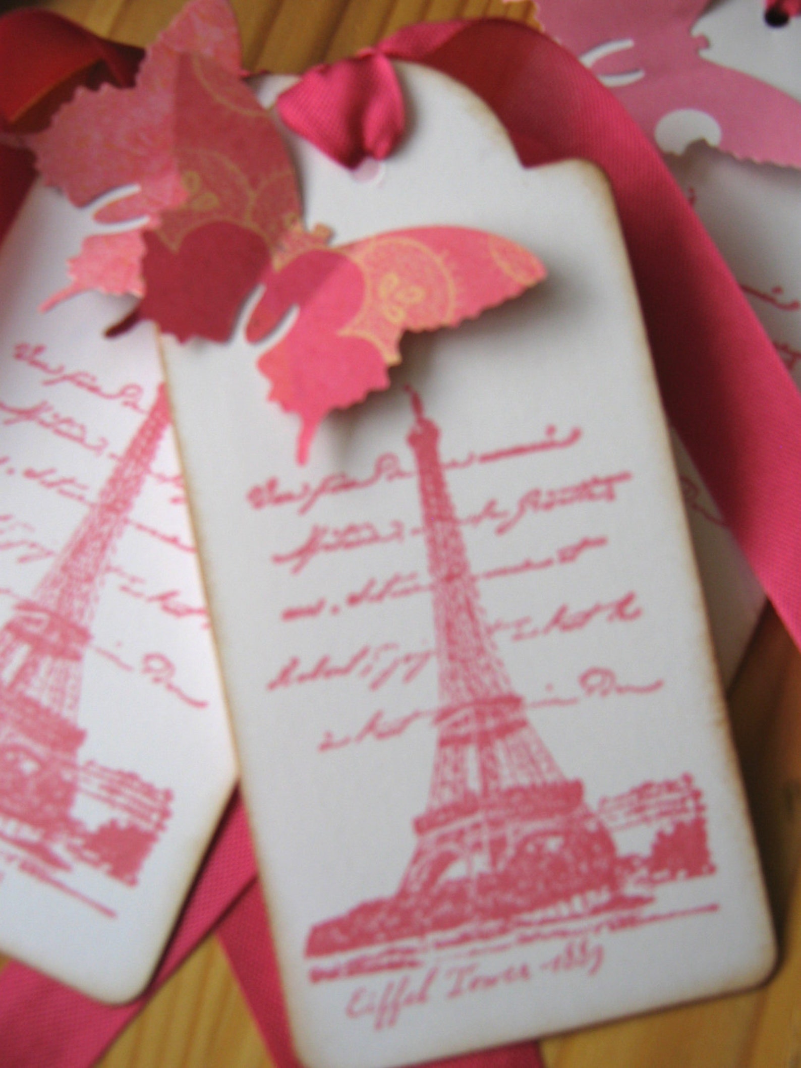 Eiffel Tower, French, Paris Gift Tags, Pink, Butterfly - Etsy