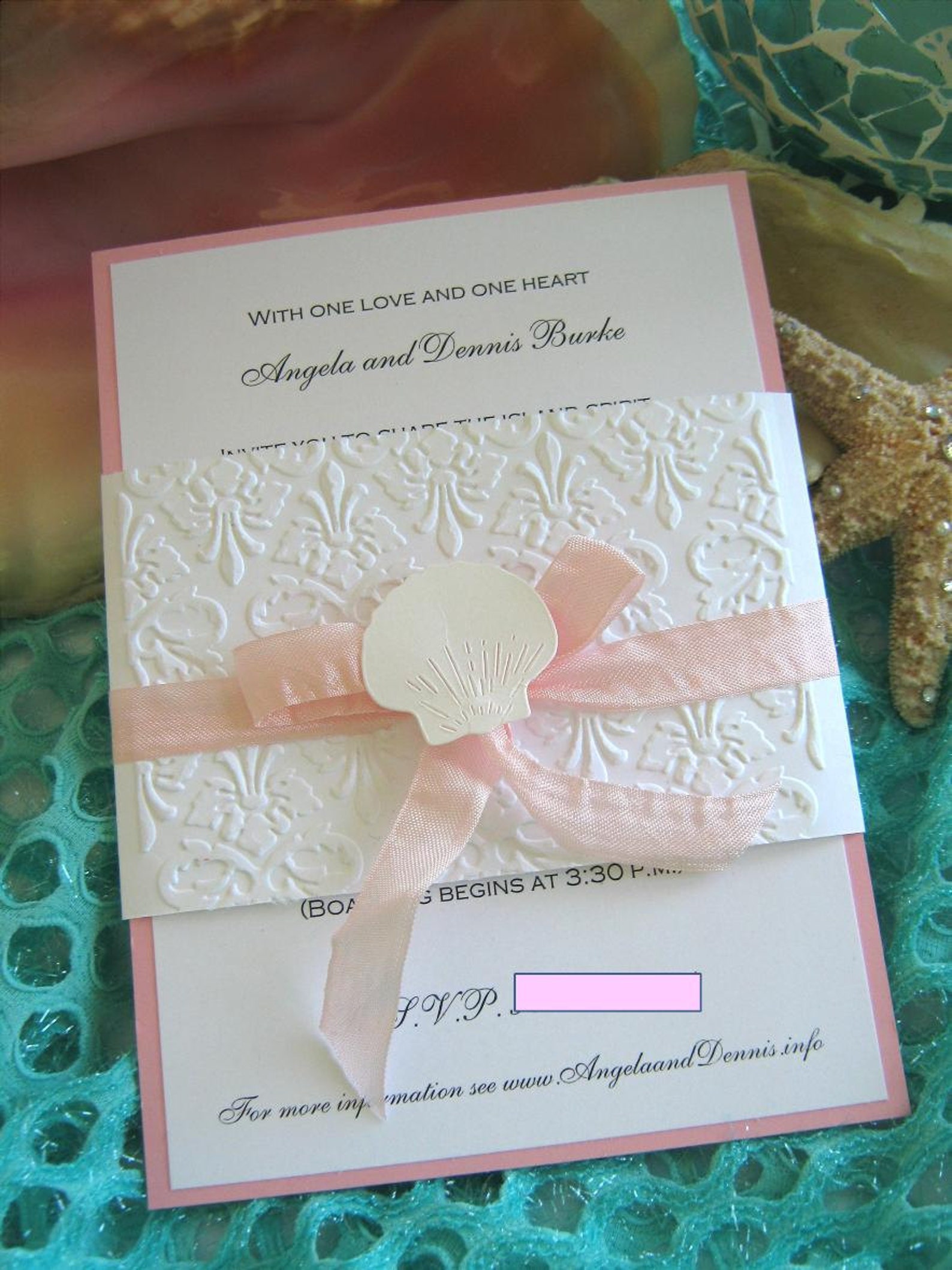 Seashell and Lace Beach Wedding Invitation - Etsy