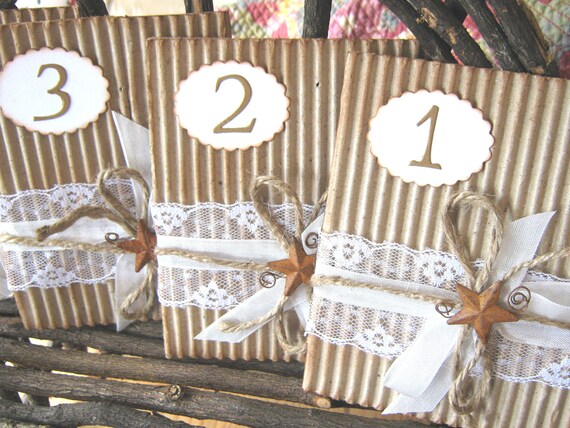 Rustic Table Numbers Lace Rusty Star and Rope Weddingtable | Etsy