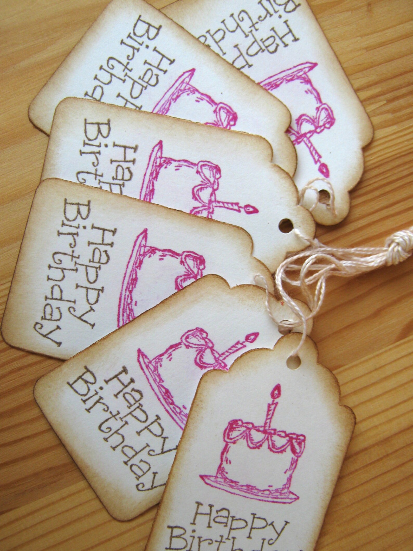 Happy Birthday, Cake Gift Tags, Pink - Etsy