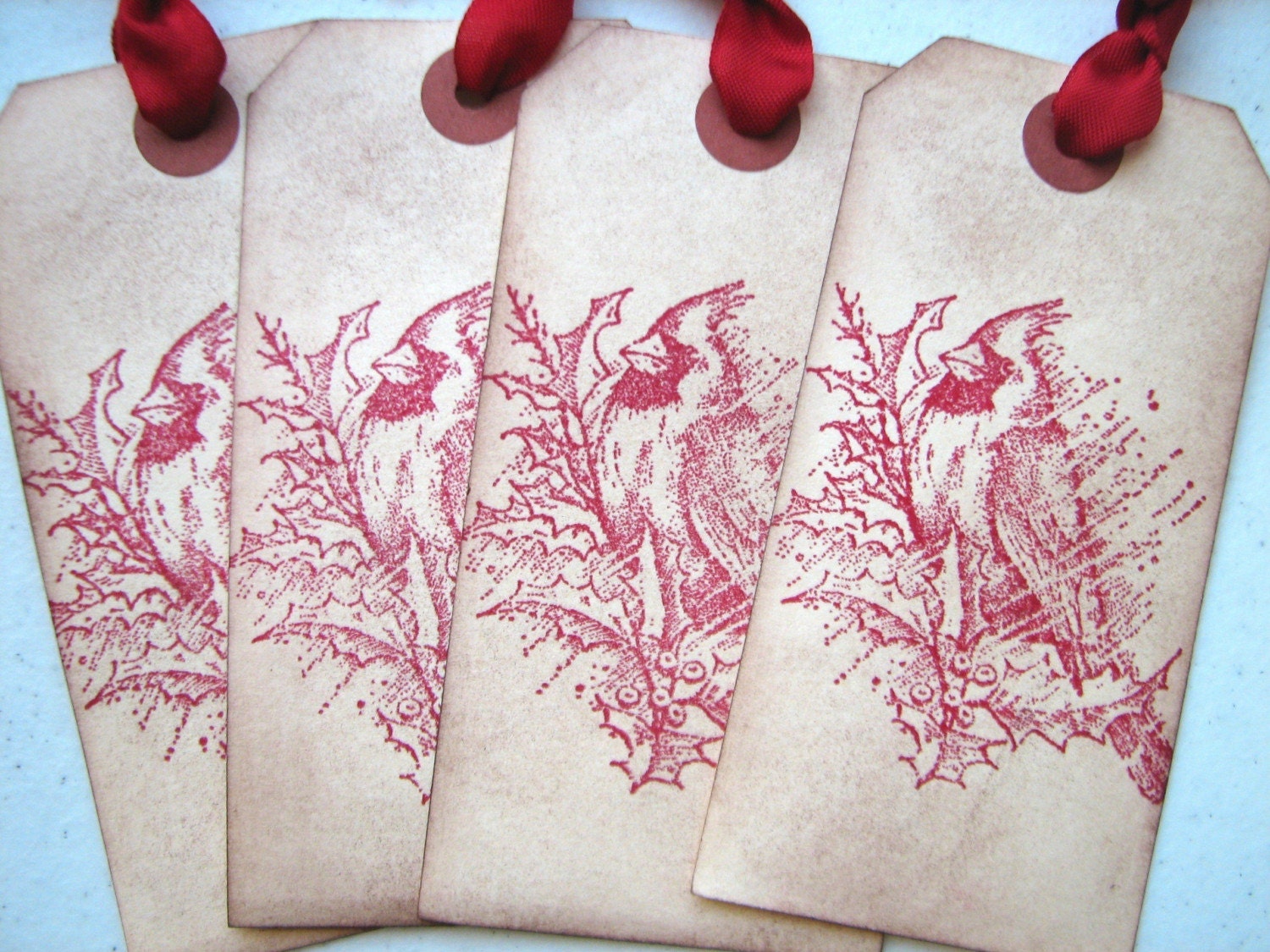 Red Cardinal Bird Holiday Gift Tag - Etsy