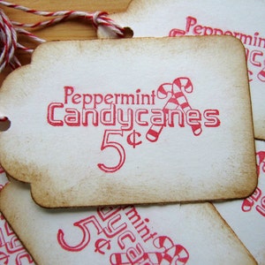 Candy Cane Christmas Gift Tags, Red - Etsy