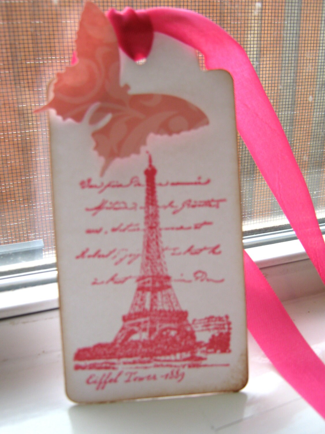 Eiffel Tower French Paris Gift Tags Pink Butterfly - Etsy
