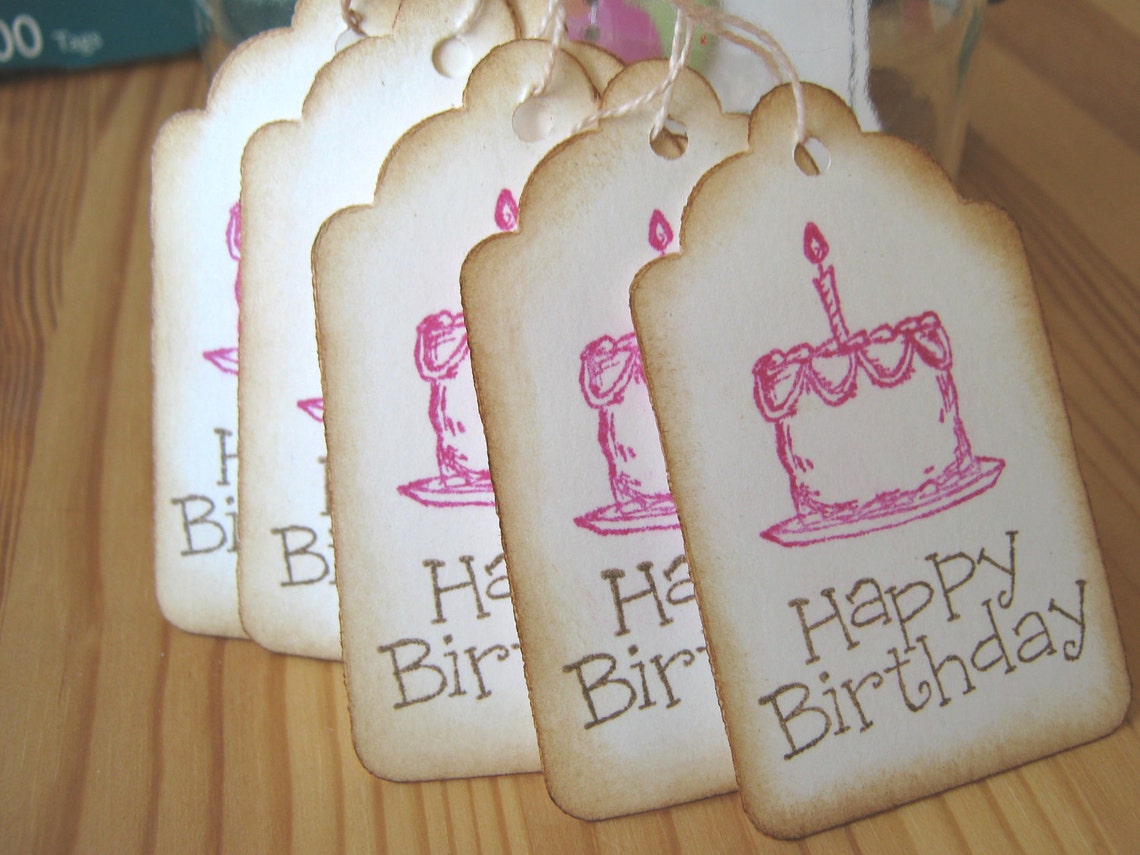 Happy Birthday Cake Gift Tags Pink - Etsy