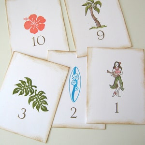 Tropical Hawaii Wedding Table Numbers, Set of 10 - Etsy