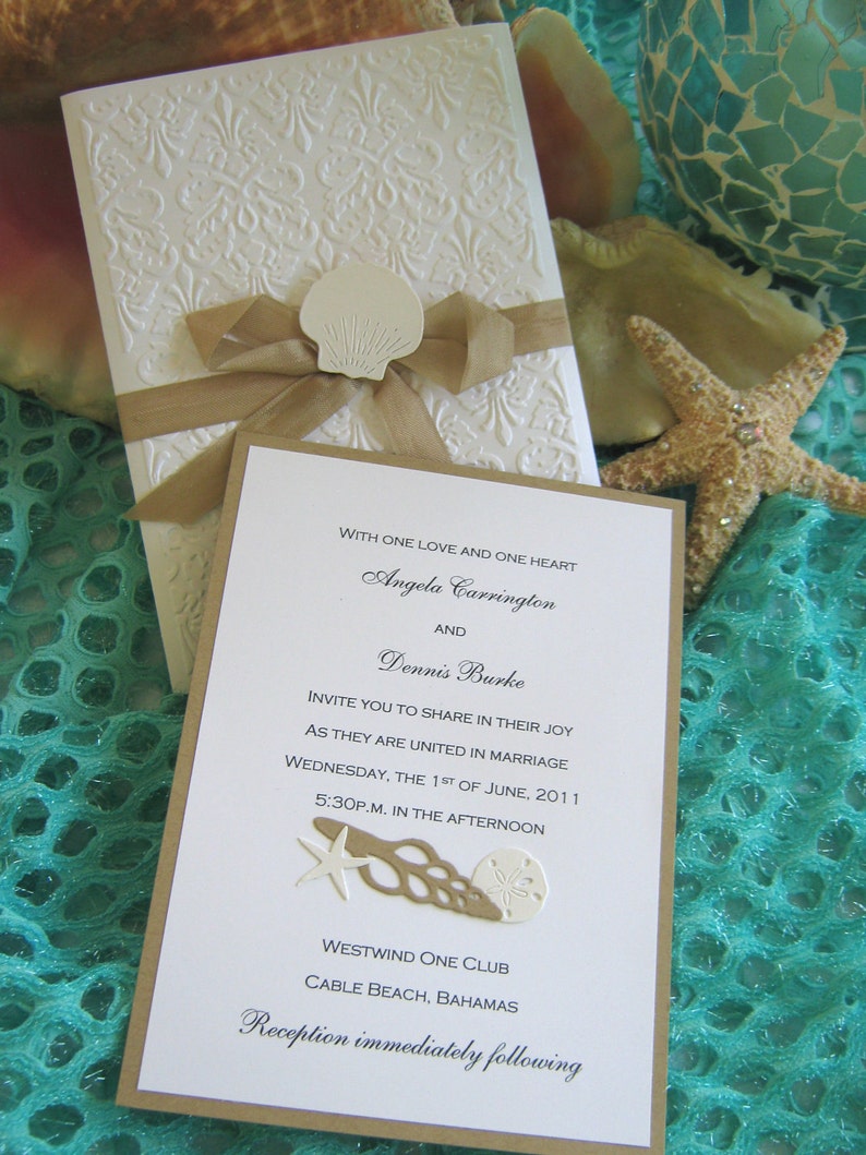 Seashell and Lace Beach Wedding Invitation - Etsy