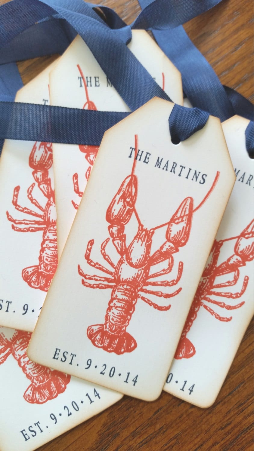 Lobster Gift Tags, Lobster Wedding Tags, Gift Tags, Wedding Wish Tags ...