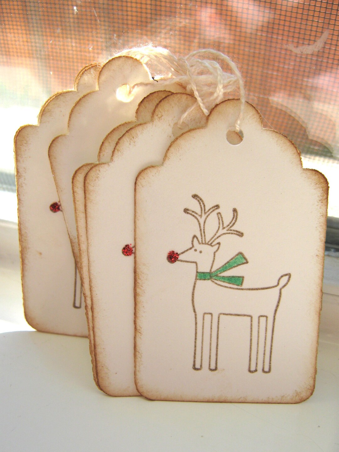 Christmas Gift Tags, Rudolph Reindeer Tags - Etsy