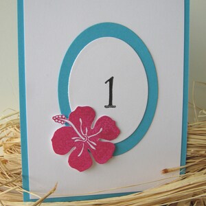 Tropical Wedding Table Numbers, Hibiscus, Hawaii Wedding Table Numbers ...