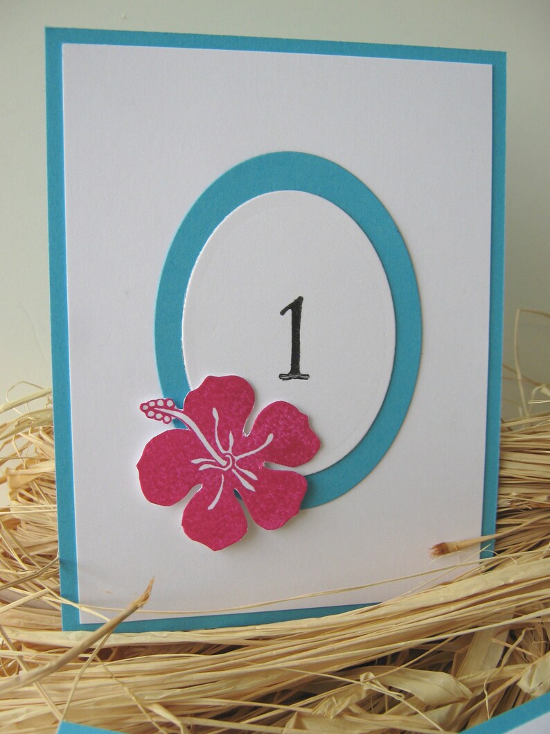 Tropical Wedding Table Numbers, Hibiscus, Hawaii Wedding Table Numbers ...