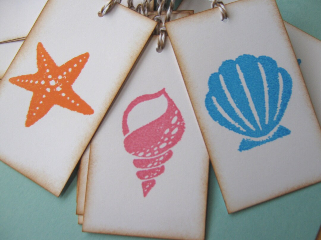 Starfish, Seashell Wedding Wish Tags, Seashell Gift Tags, Starfish Gift ...