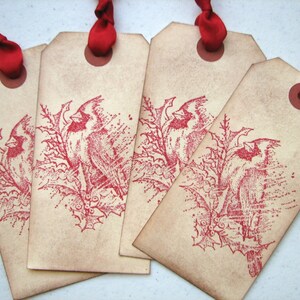 Red Cardinal Bird Holiday Gift Tag - Etsy
