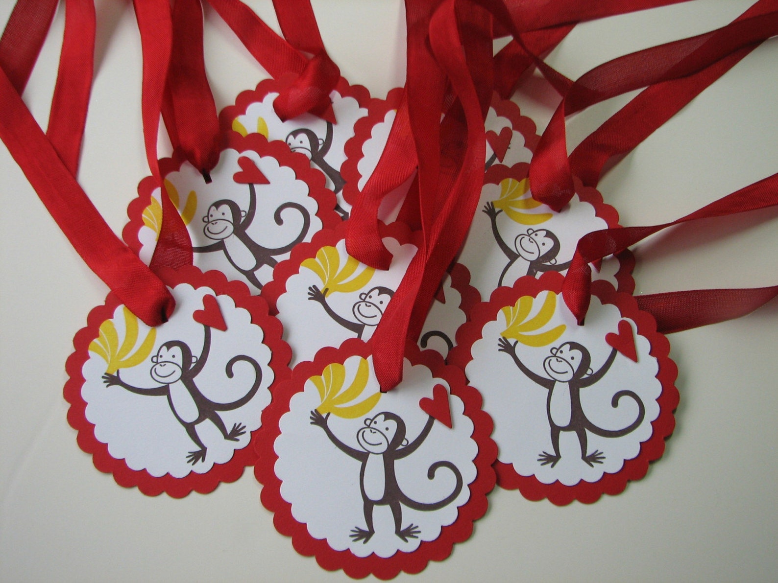 Love You Bunches Red Monkey Tags - Etsy