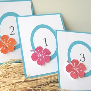 Tropical Wedding Table Numbers, Hibiscus, Hawaii Wedding Table Numbers ...