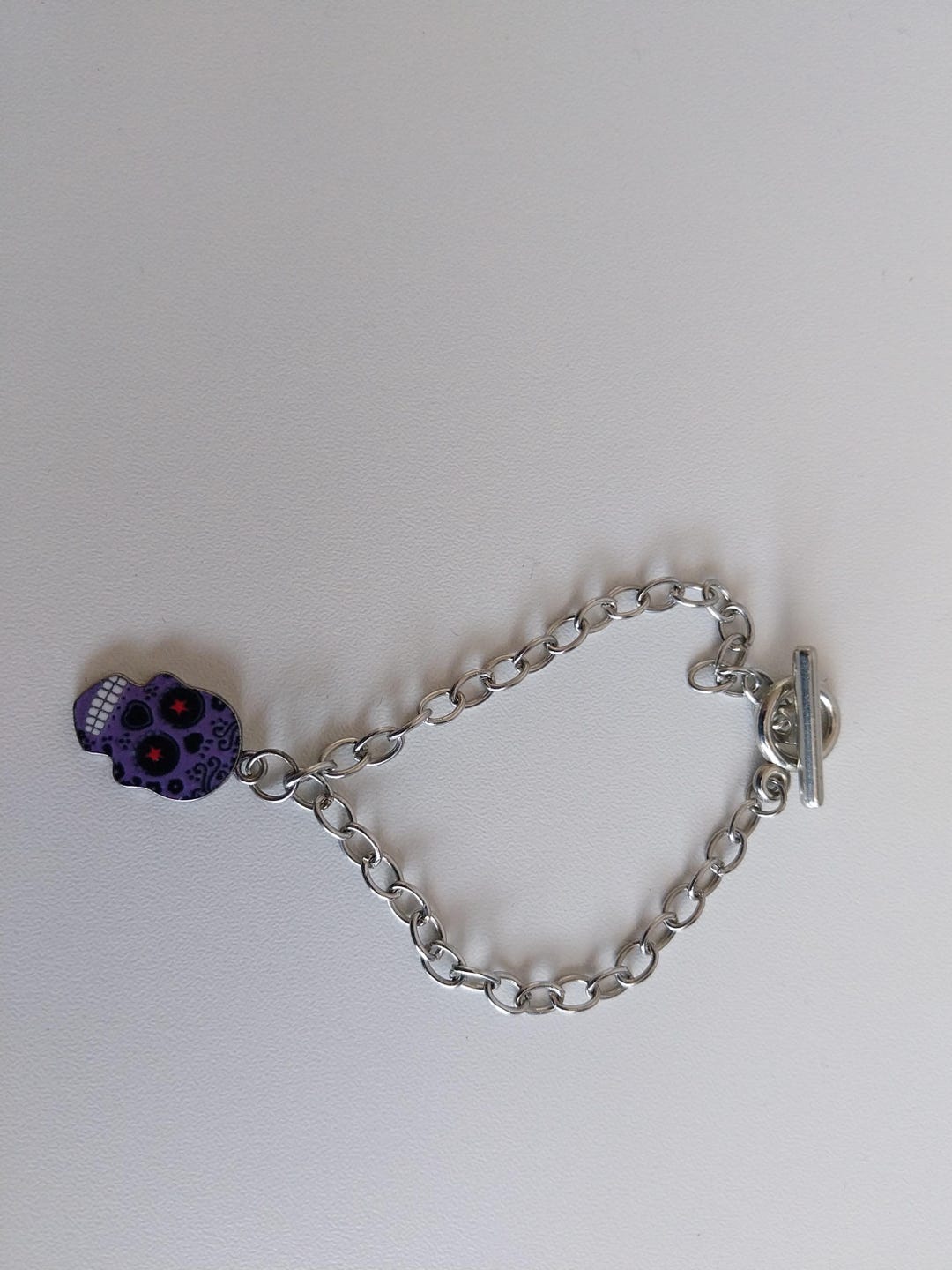 Silver Skull Chain Link Bracelet - Etsy