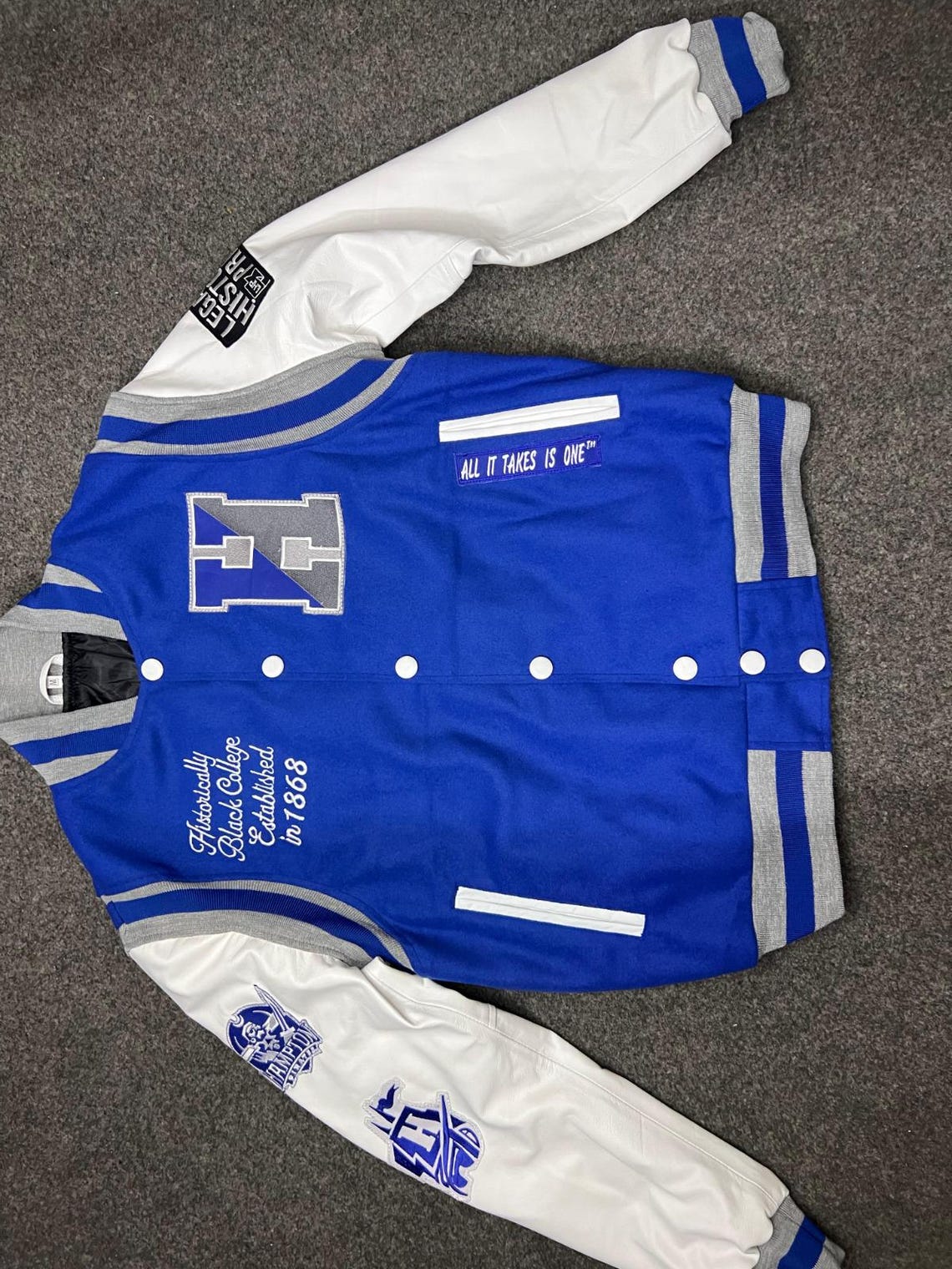 Varsity Hampton University Motto 2.0 Royal Blue Jacket - Etsy