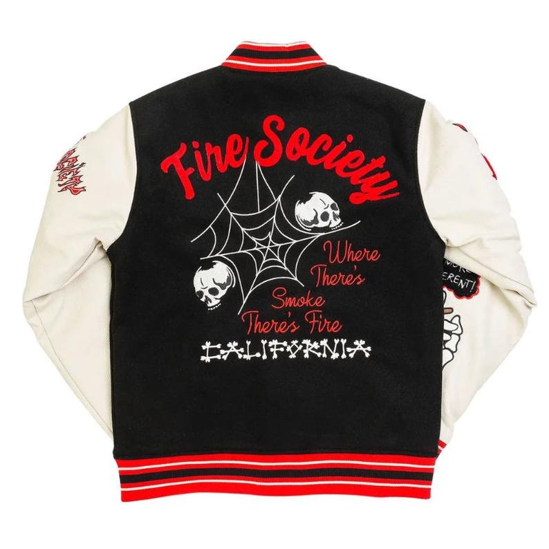 The Fire Society Varsity Jacket (red and Black) - Etsy