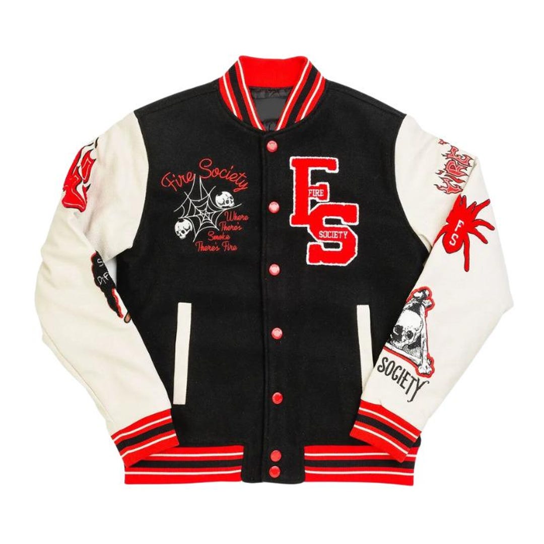 The Fire Society Varsity Jacket (red and Black) - Etsy