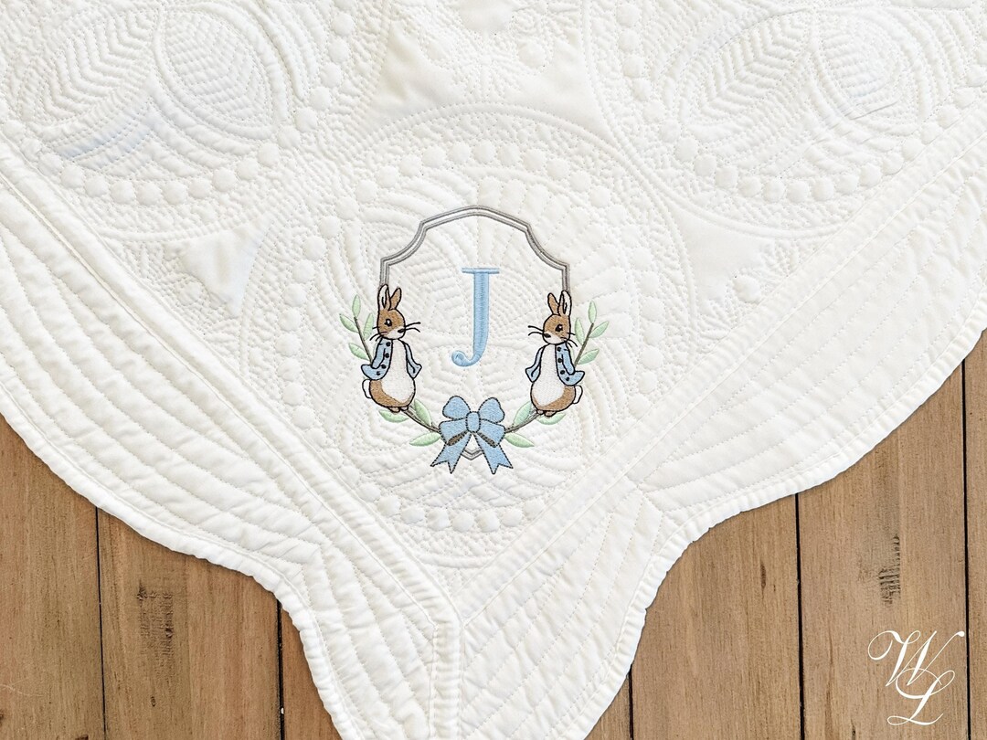 Personalized Peter Rabbit Heirloom Quilt Blanket, Custom Baby Shower ...
