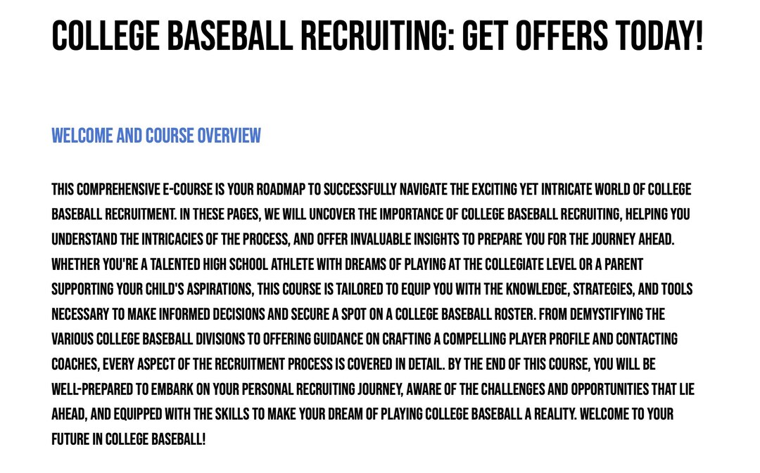 College Baseball/softball Recruiting: Get Offers TODAY - Etsy
