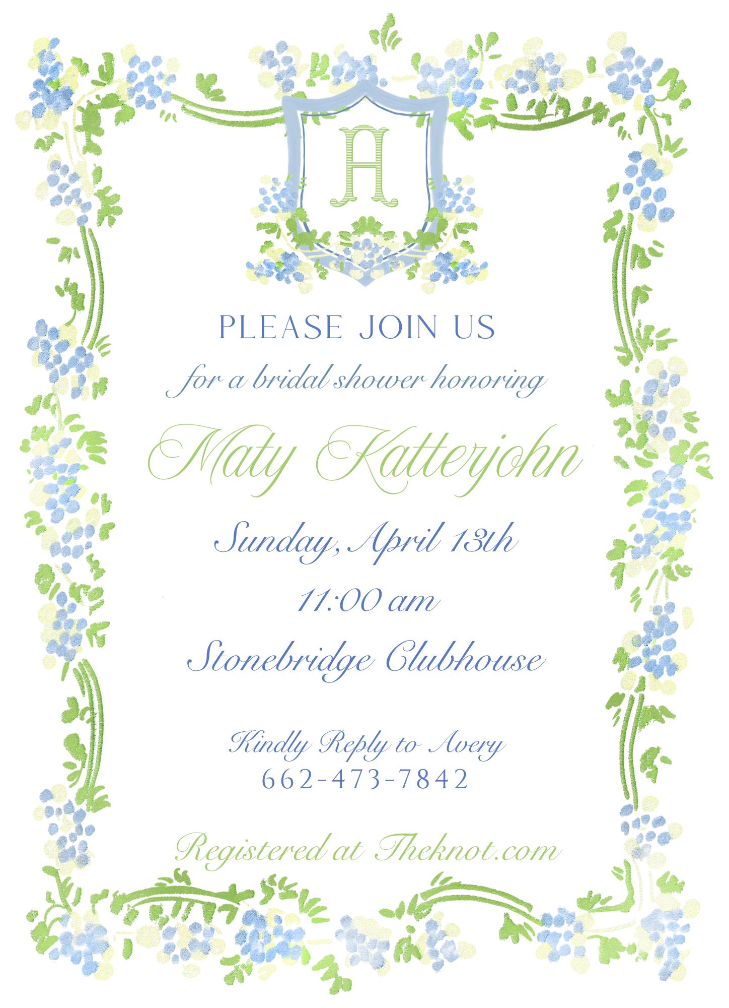 Blue and Green Grandmillenial Invitation - Etsy