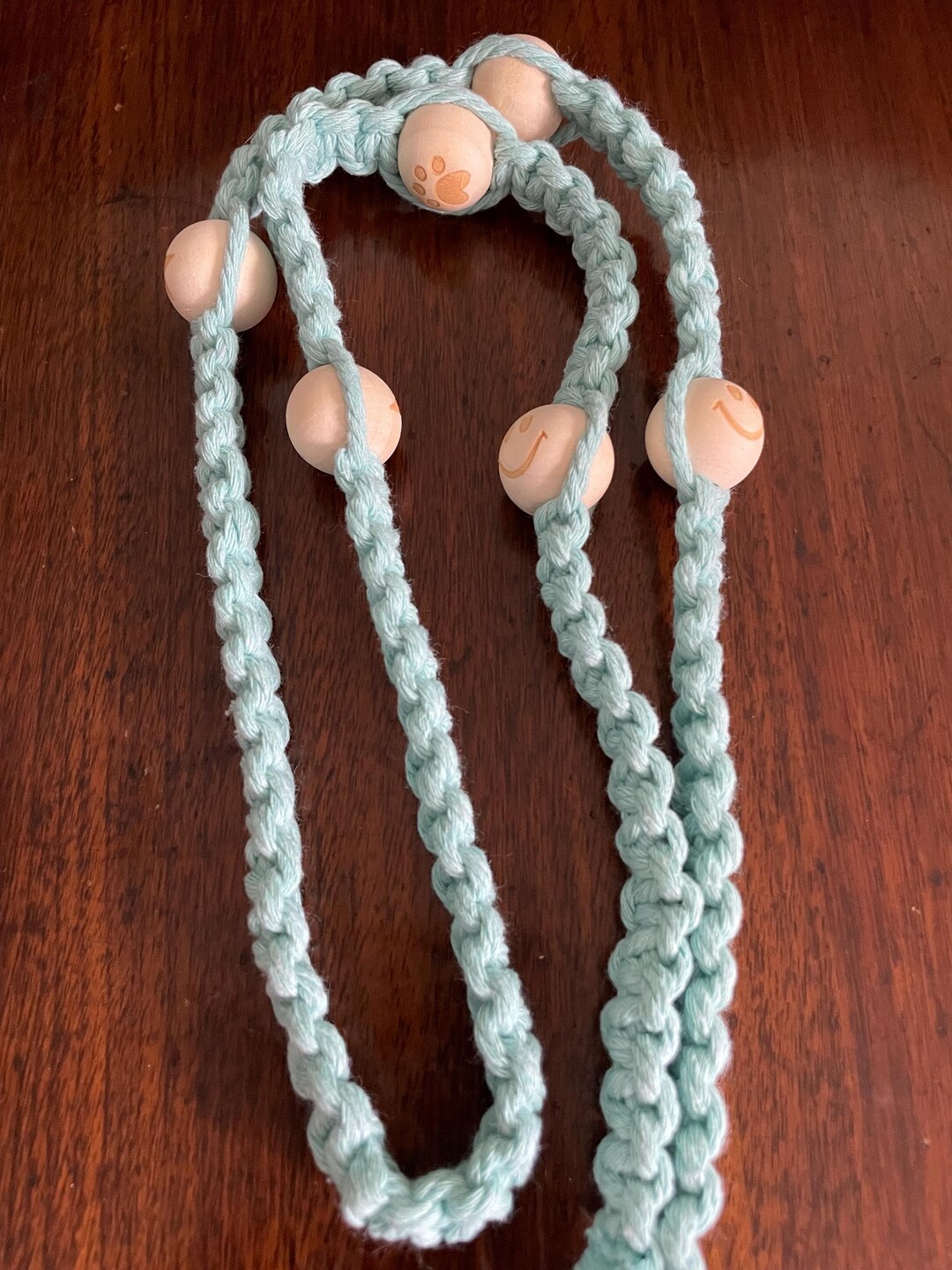 Wooden Smiley Face Dog Paw Star Royalty Heart Bead Macrame Lanyard - Etsy
