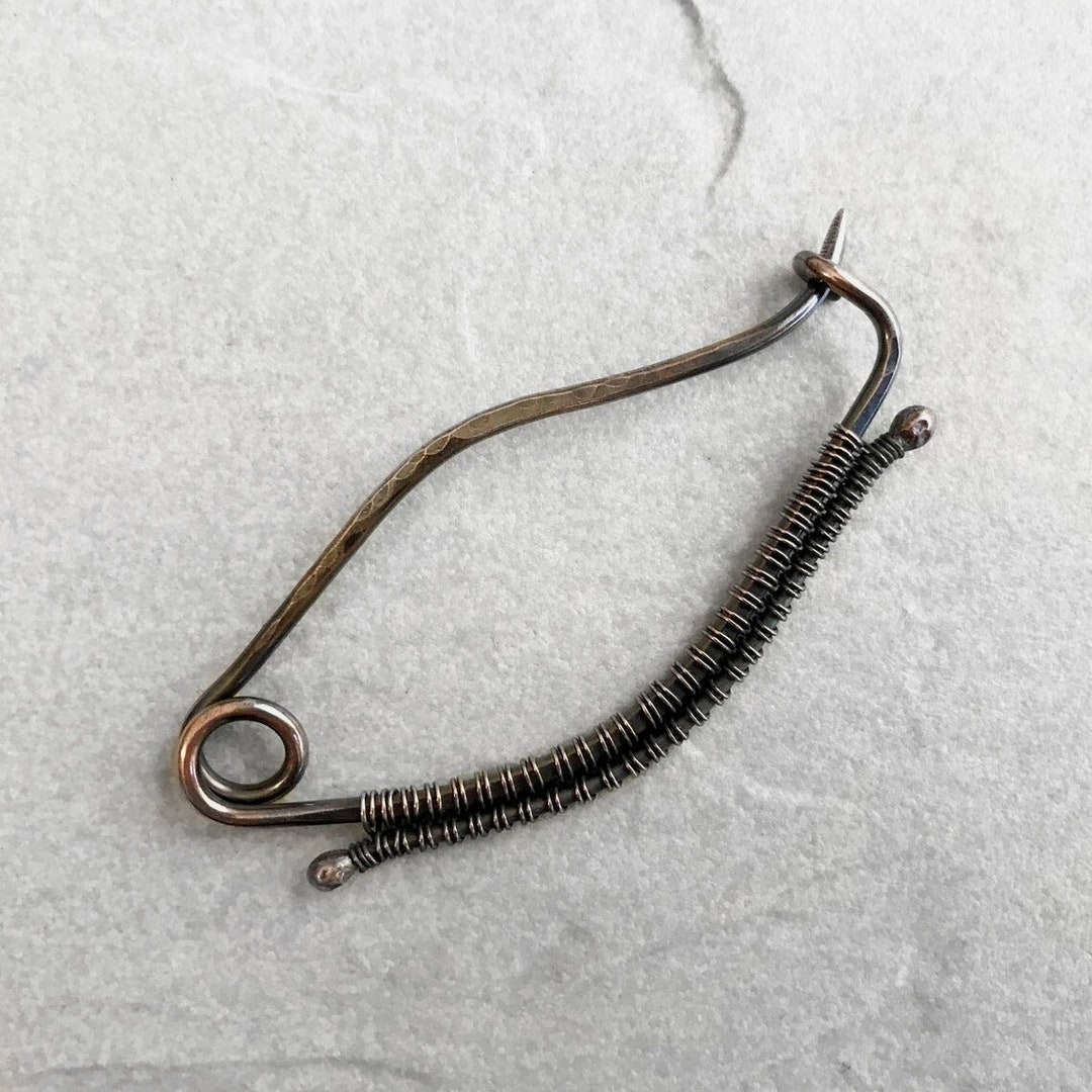 Modern Copper Pin, Wire Wrapped, Smaller Sized, 14 Gauge - Etsy