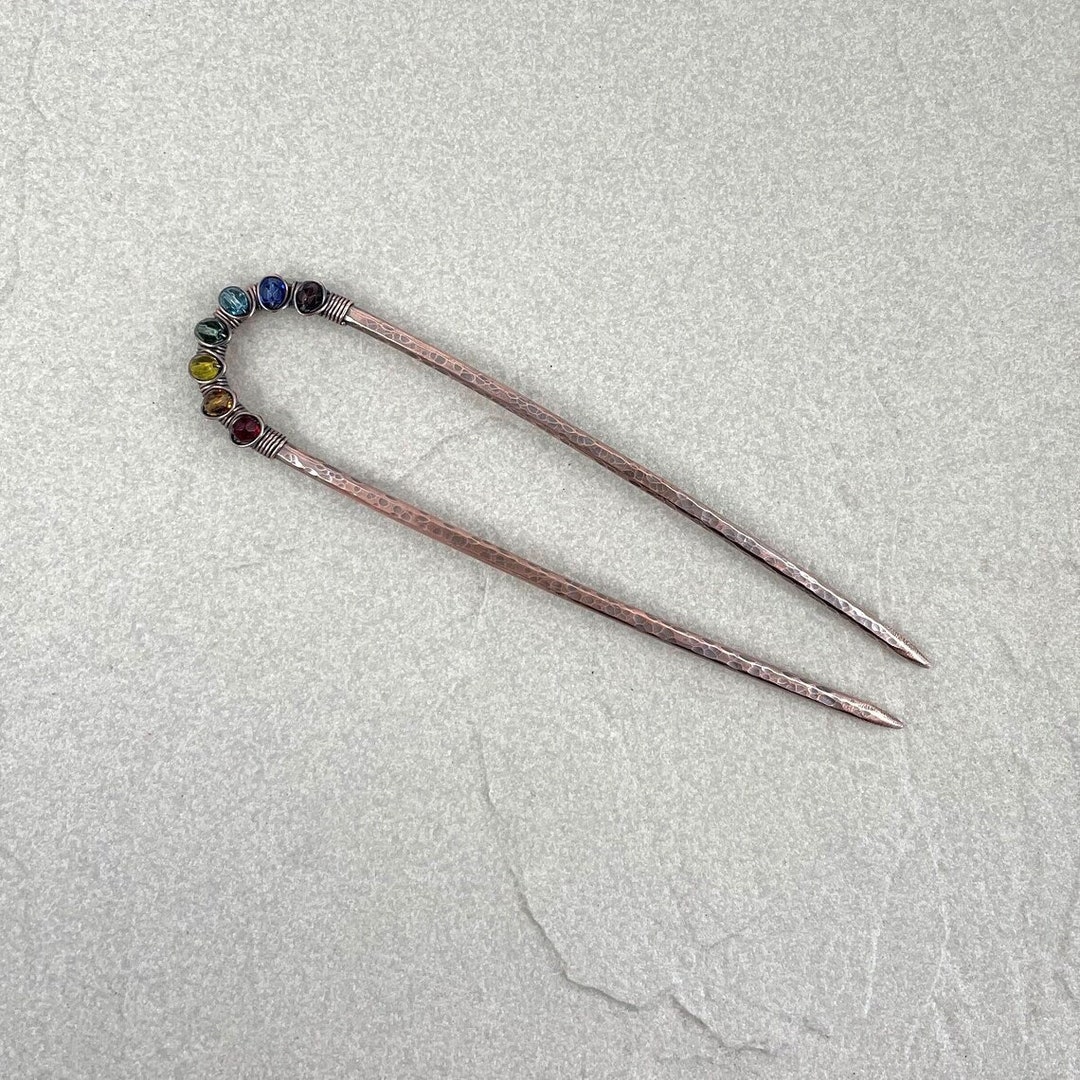 Rainbow Copper Hair Pin, Thick 8 Gauge, Very Sturdy Colourful Summer ...