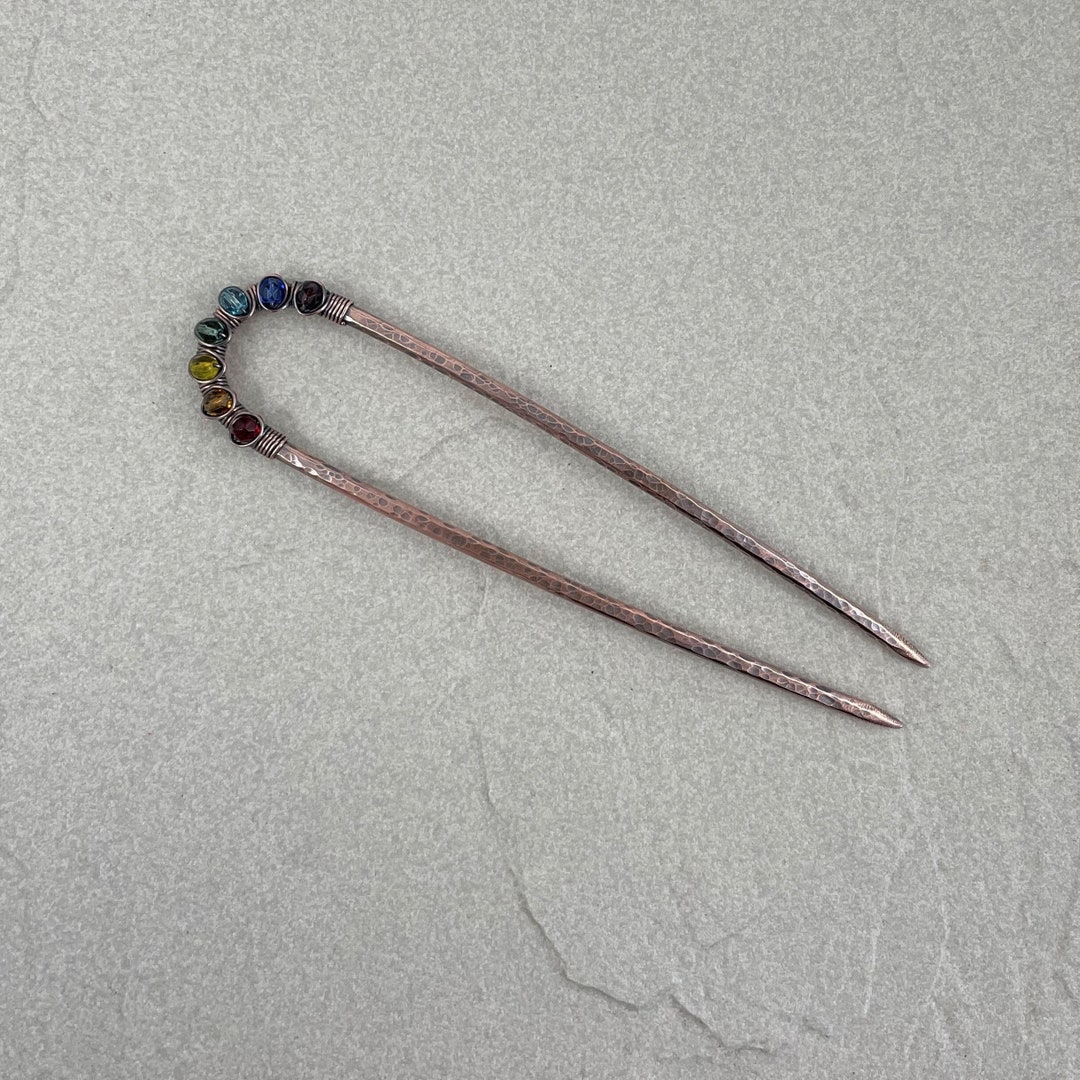 Rainbow Copper Hair Pin, Thick 8 Gauge, Very Sturdy Colourful Summer ...