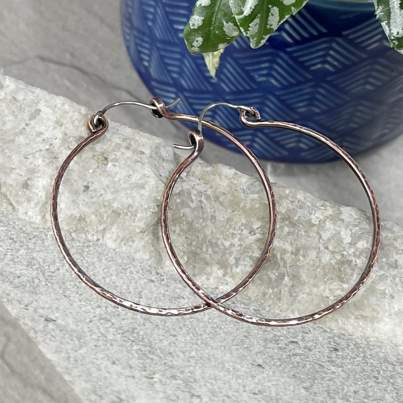 Copper Hoop Earrings - Etsy