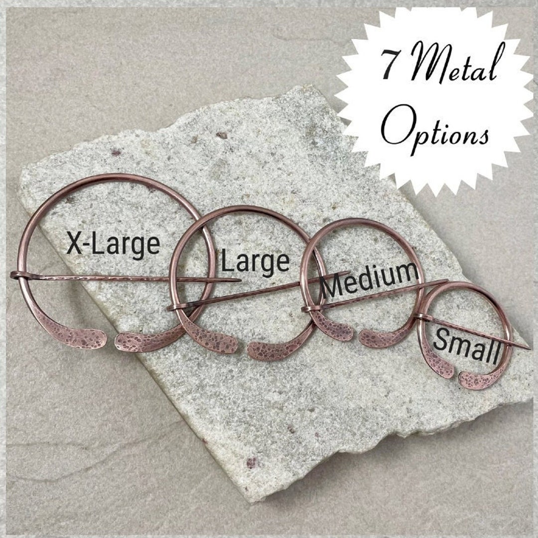 Penannular Shawl Pin, Hammered Accents, Circle Shaped Pin for Scarf ...